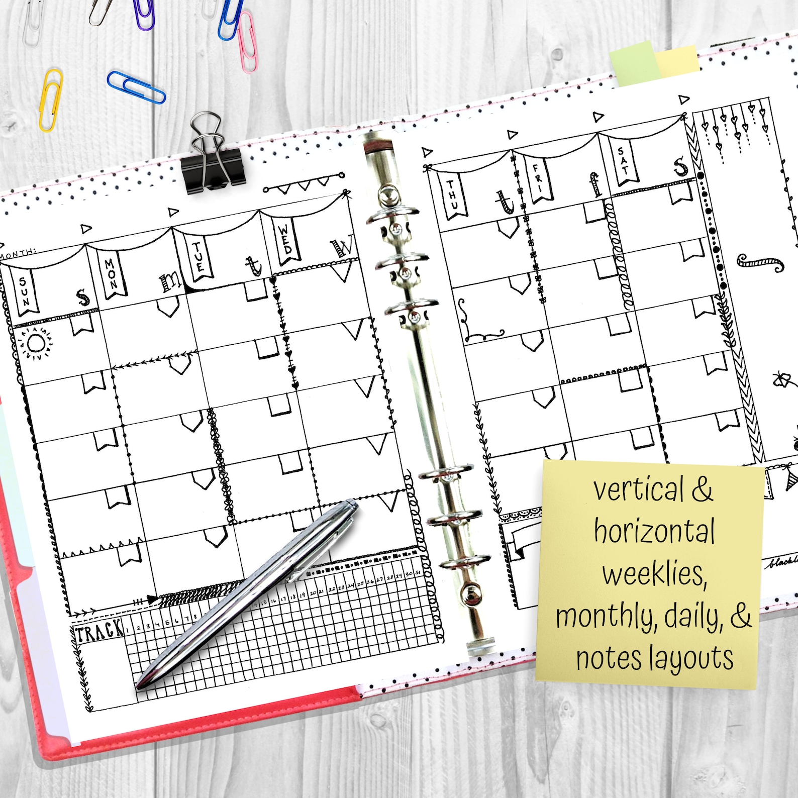 Doodle Planner Hand Drawn Coloring Planner Inserts A5 Size - Etsy