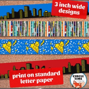 Printable Superhero Bulletin Board Borders, Superhero Classroom Decor ...