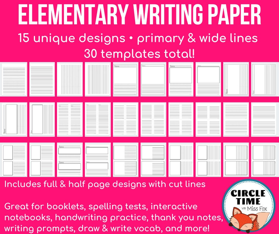 Printable Elementary Writing Paper, Wide Ruled and Primary Lined Paper ...