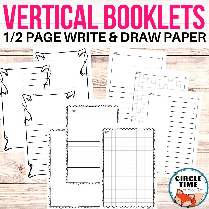 Printable Booklet Templates, Vertical Half Sheet Writing Paper Blank ...