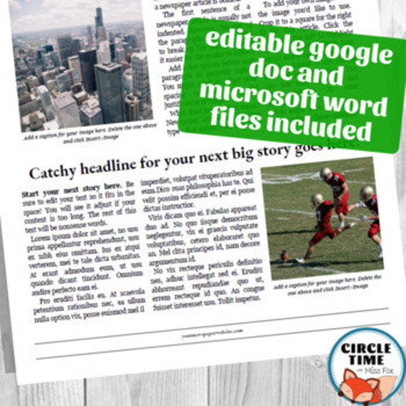 EDITABLE Newspaper Front Page Template Google Docs Newspaper - Etsy