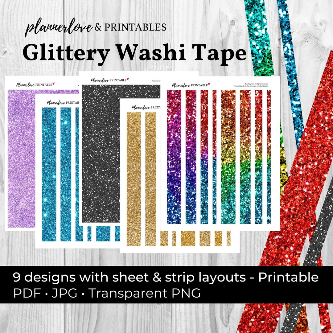 Printable Washi Tape: Glitter Tape, Glitter Washi, Printable Washi ...