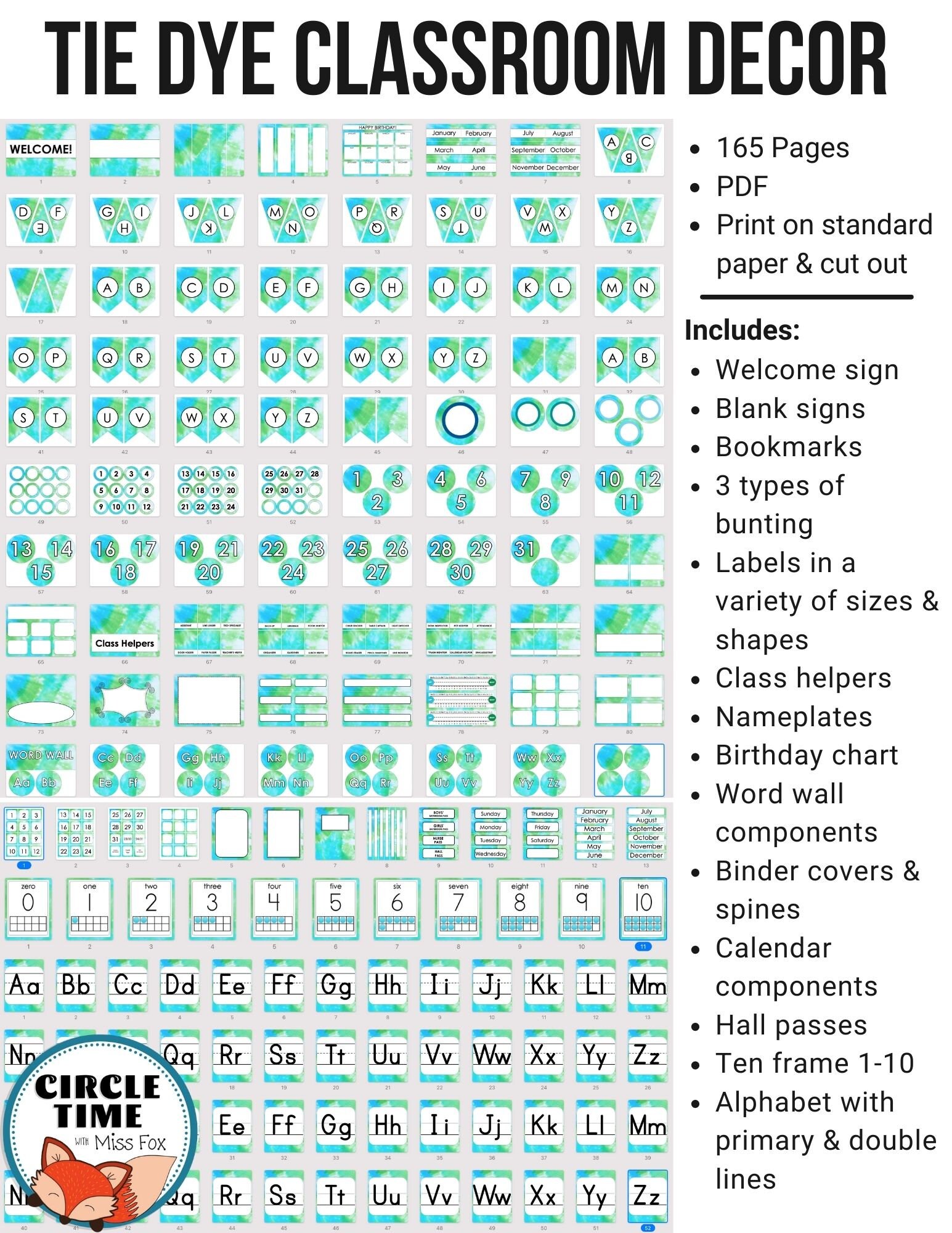 Printable Tie Dye Classroom Decor Set, Tie Dye Classroom Theme ...