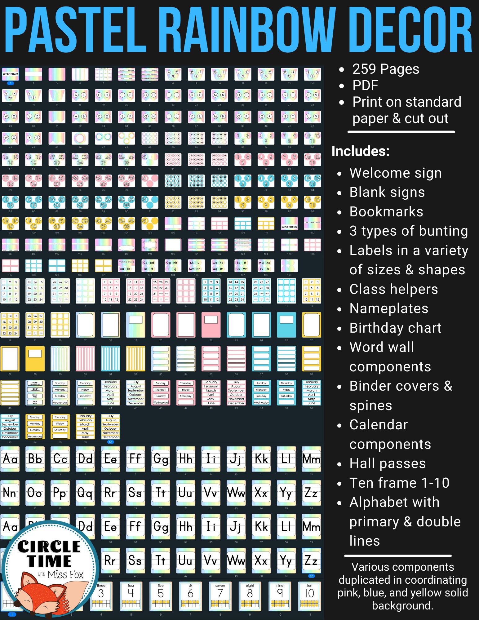 Printable Rainbow Classroom Decor, Pastel Rainbow Theme Classroom ...