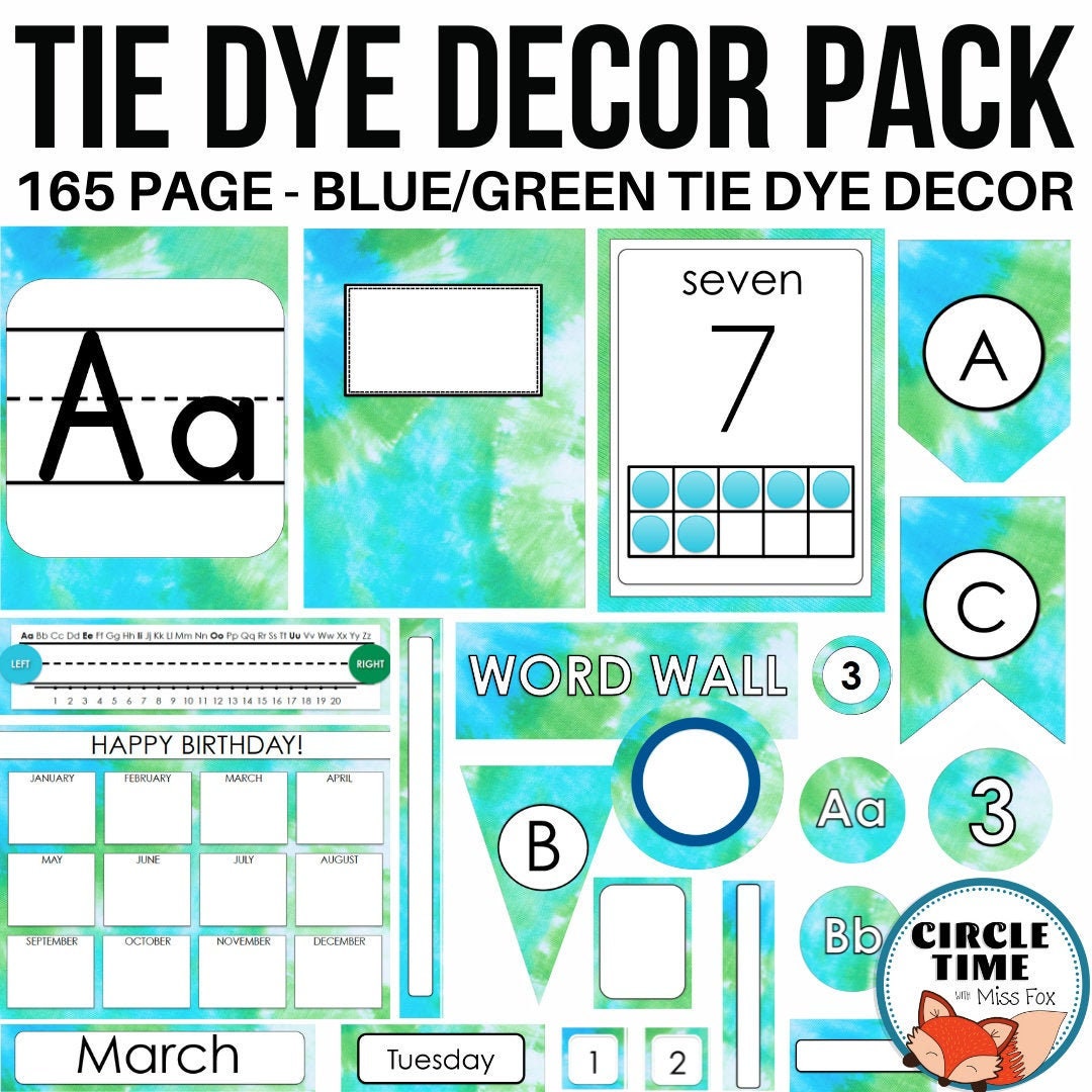 Printable Tie Dye Classroom Decor Set, Tie Dye Classroom Theme ...