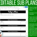 Editable Sub Plans, Substitute Teacher Plans, Sub Plan Template, Casual ...