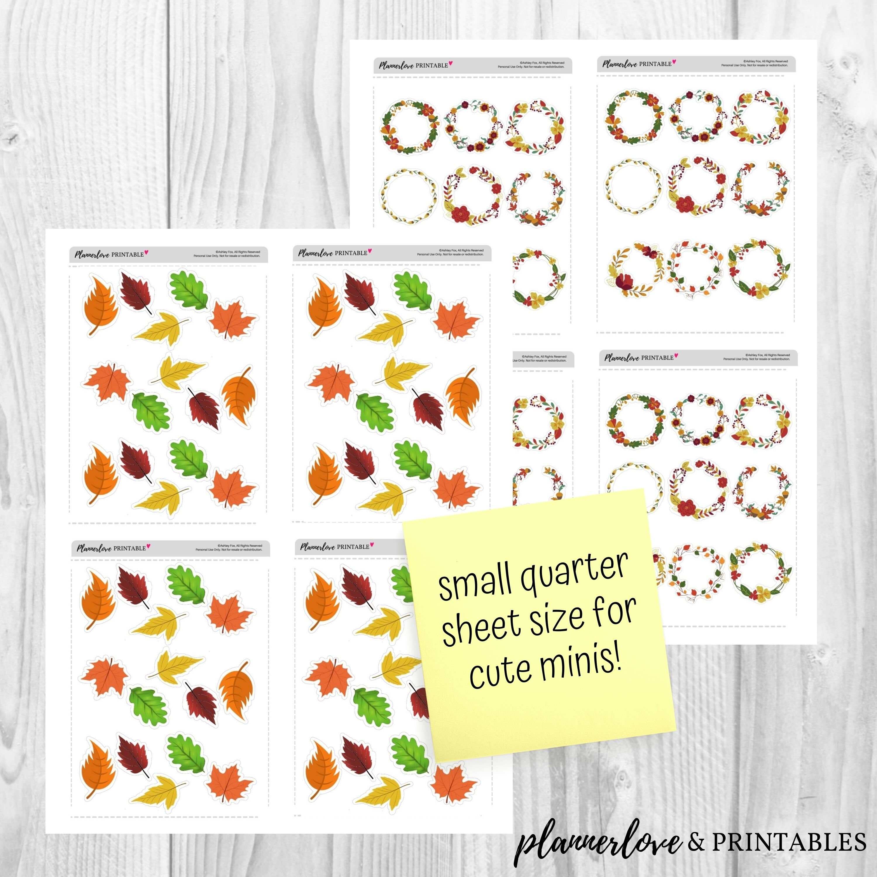 Printable Stickers: Wreaths PNG, JPG, PDF Printable Fall Stickers, Fall ...