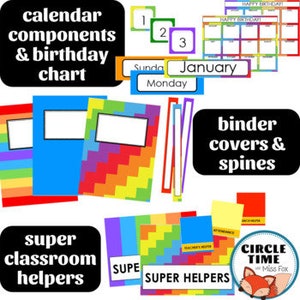 Printable Rainbow Classroom Decor, Rainbow Theme Elementary Classroom ...