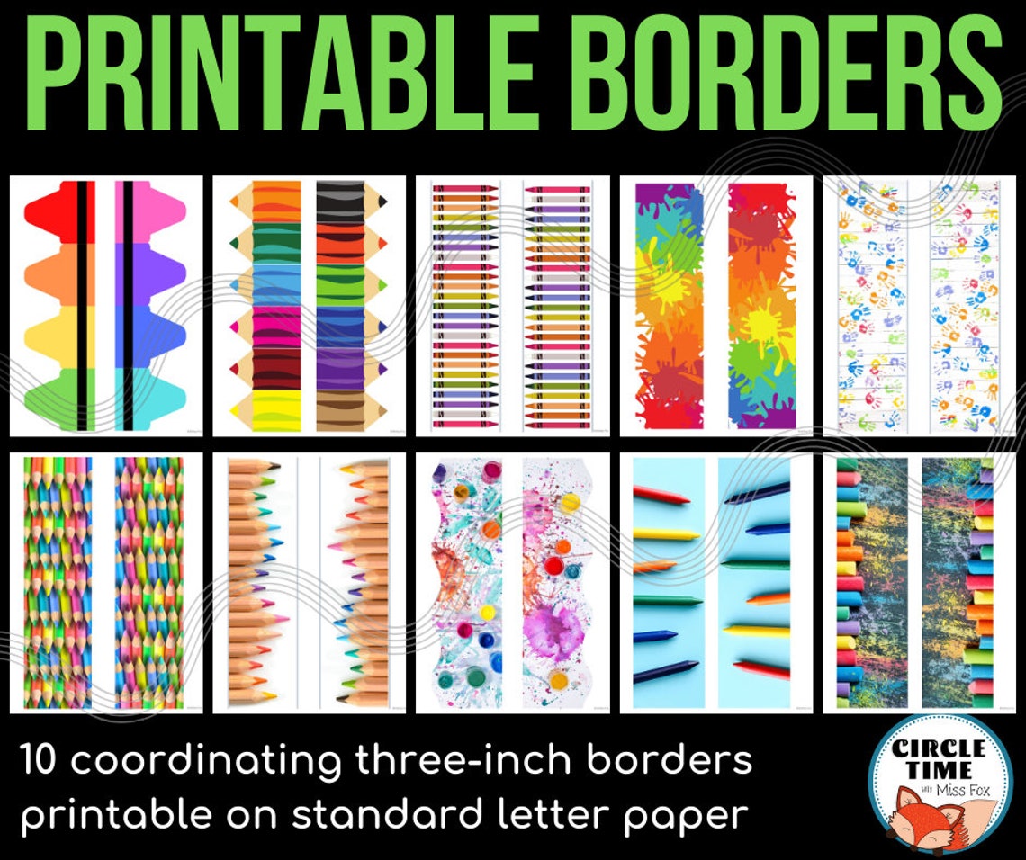 Printable Art Bulletin Board Borders, Art Classroom Decor, Art ...