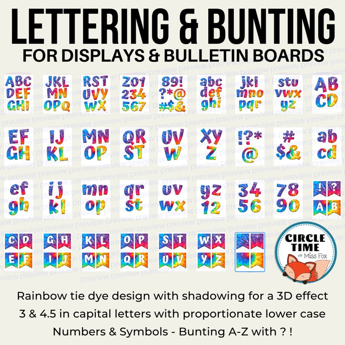 Printable Tie Dye Cut Out Letters, Rainbow Tie Dye Classroom Theme, Tie ...