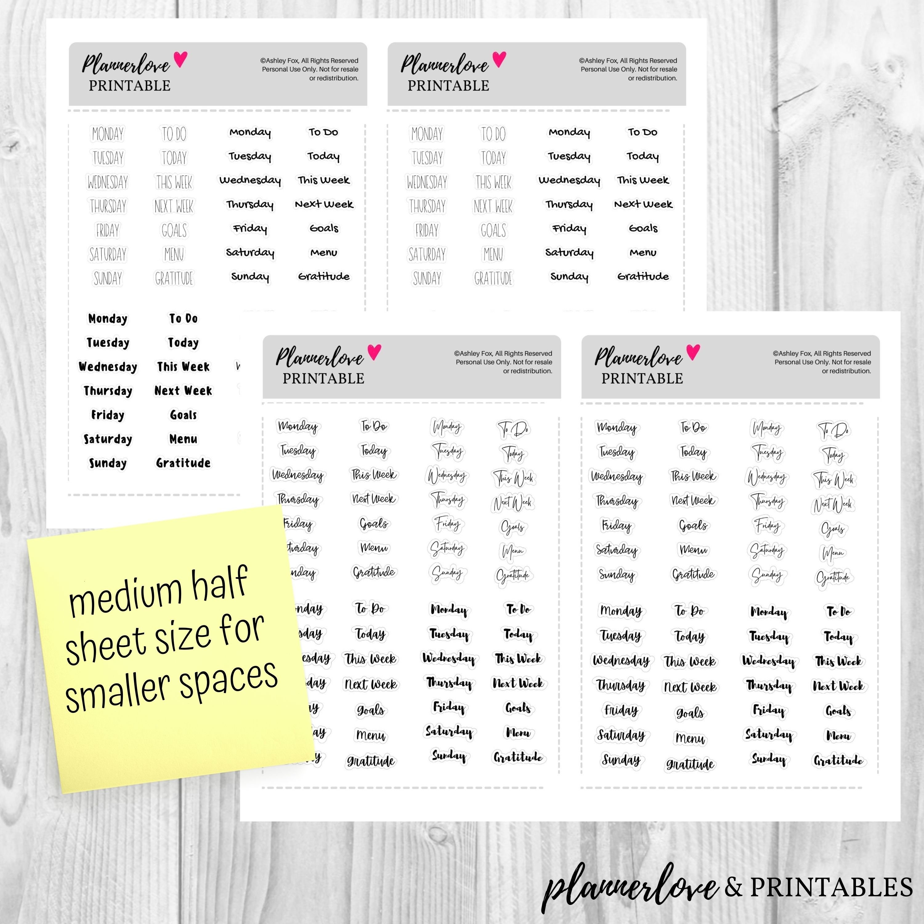 Printable Days of the Week Stickers: Cute Days of the Week Stickers ...