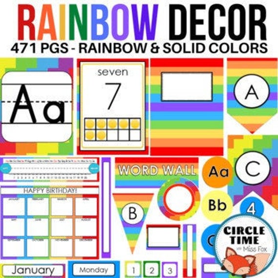 Printable Rainbow Classroom Decor Rainbow Theme Elementary - Etsy