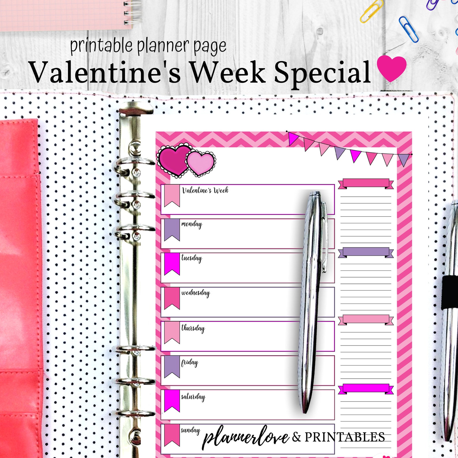 Valentine's Day Weekly Planner Page Special Weekly - Etsy