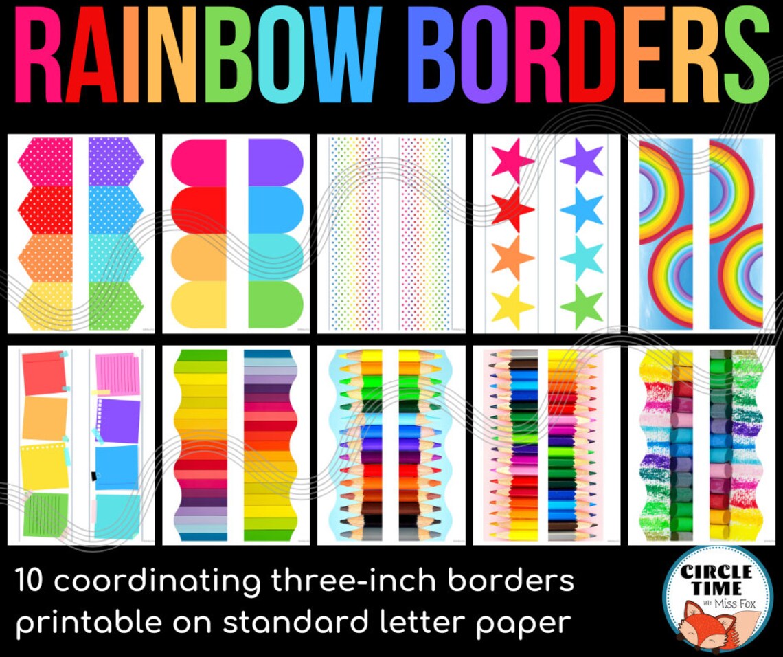 Printable Bulletin Board Borders Rainbow Classroom Decor - Etsy