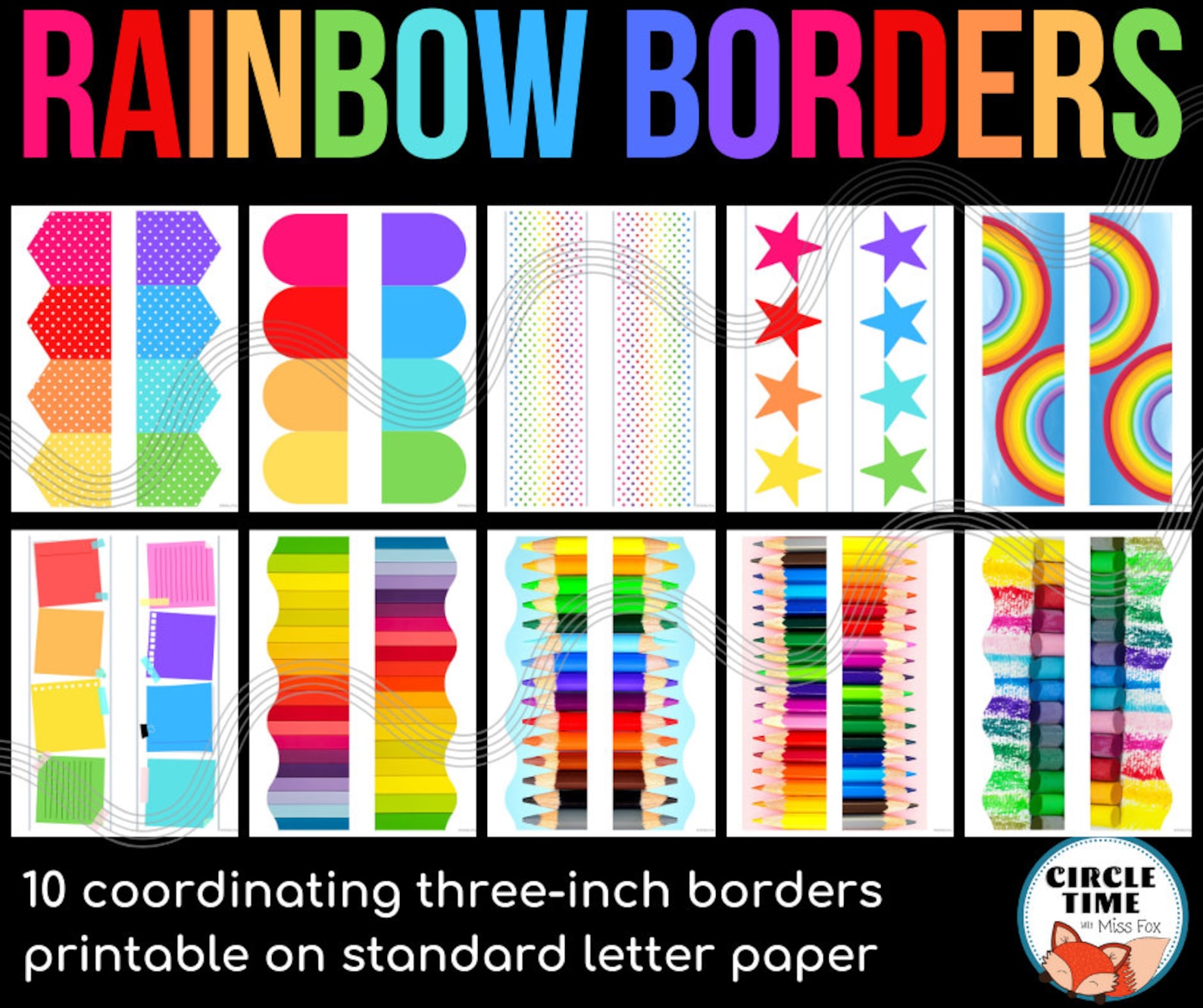 Printable Bulletin Board Borders, Rainbow Classroom Decor, Classroom ...