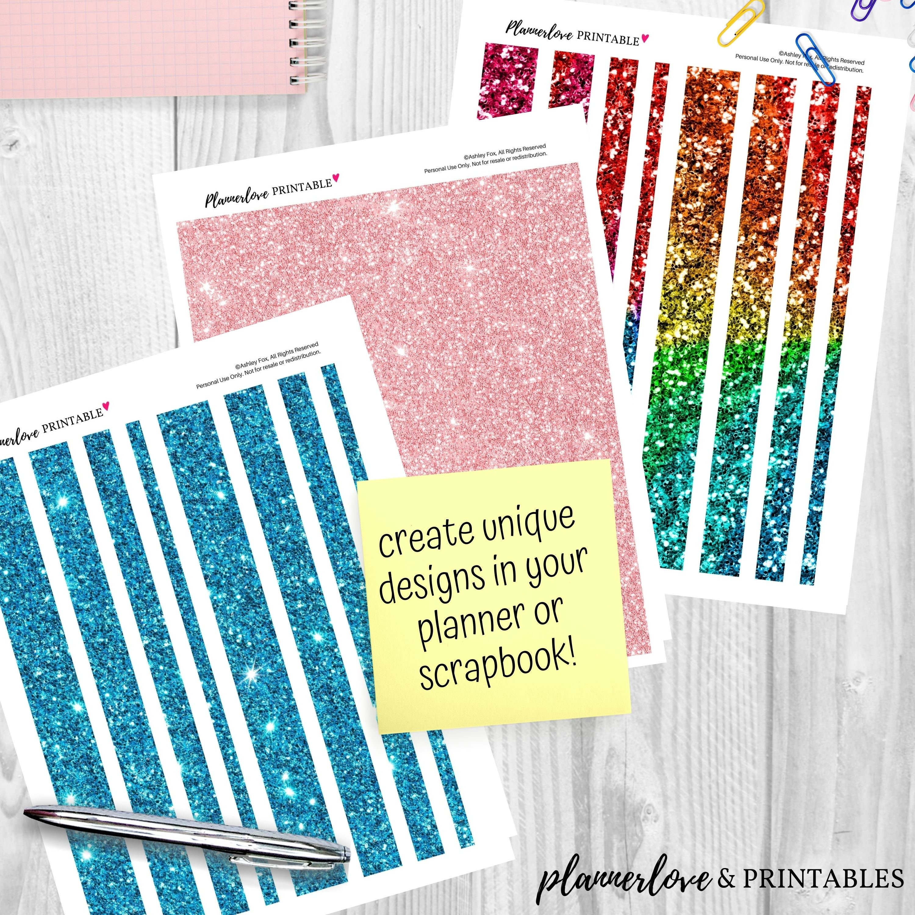 Printable Washi Tape: Glitter Tape, Glitter Washi, Printable Washi ...