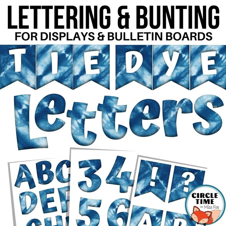 Printable Tie Dye Cut Out Letters, Tie Dye Classroom Theme, Denim Tie ...