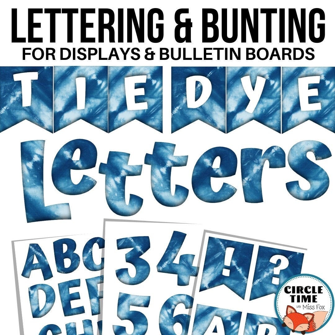 Printable Tie Dye Cut Out Letters, Tie Dye Classroom Theme, Denim Tie ...
