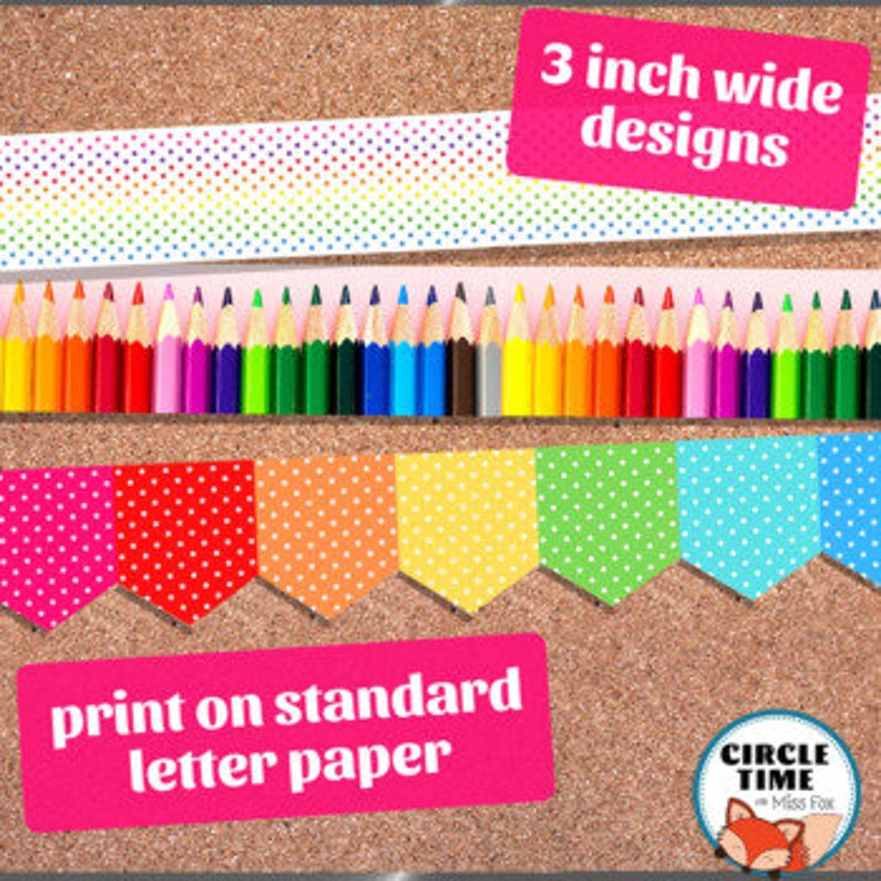 Printable Bulletin Board Borders, Rainbow Classroom Decor, Classroom ...