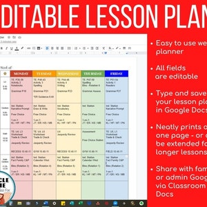 Google Docs Lesson Plan Template EDITABLE, Weekly Teacher Planner ...