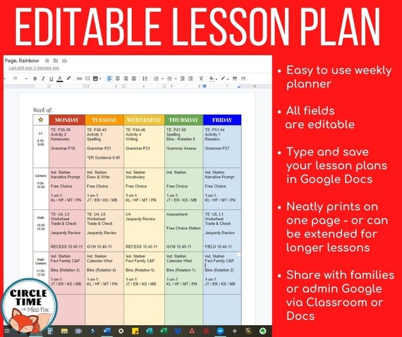 Editable Google Docs Lesson Plan Template By A Teacher Free Lesson