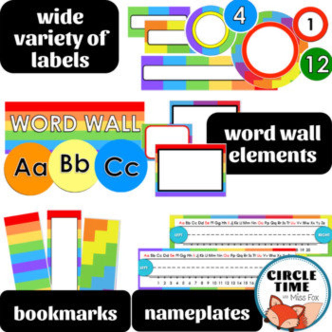 Printable Rainbow Classroom Decor, Rainbow Theme Elementary Classroom ...