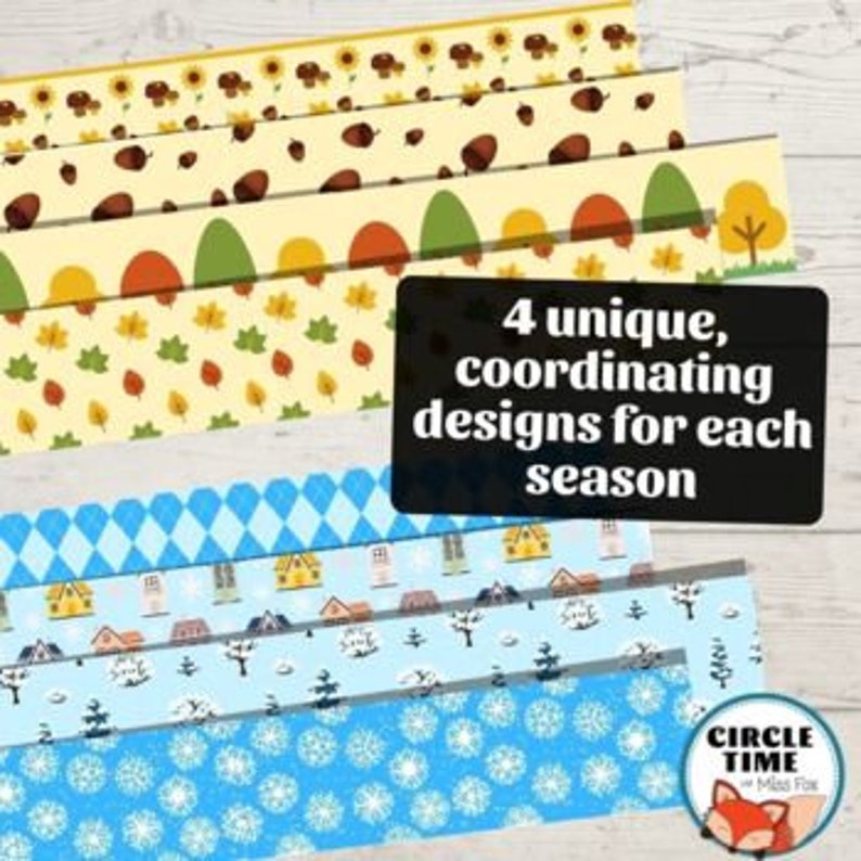 4 Seasons Printable Bulletin Board Borders, Classroom Decor, Fall ...