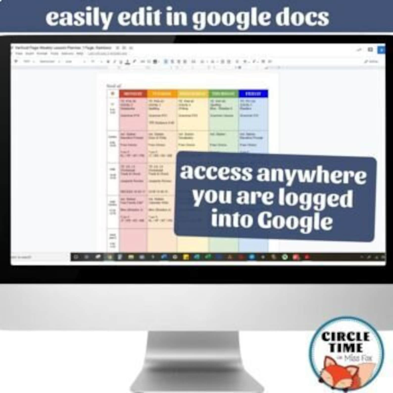 Google Docs Lesson Plan Template EDITABLE, Weekly Teacher Planner ...