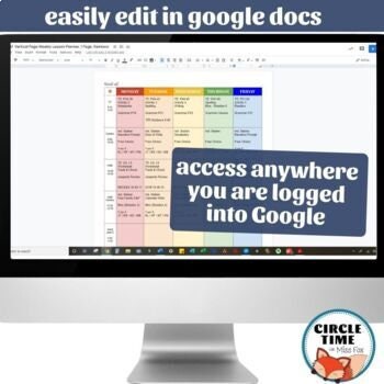 Google Docs Lesson Plan Template EDITABLE, Weekly Teacher Planner ...