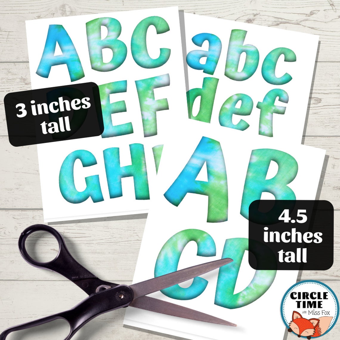 Printable Tie Dye Cut Out Letters, Tie Dye Classroom Theme Blue & Green ...