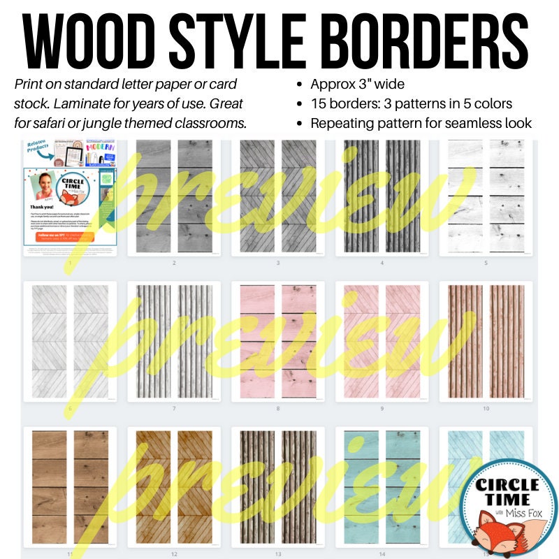 Farmhouse Classroom Decor, Printable Bulletin Board Borders, Wood ...