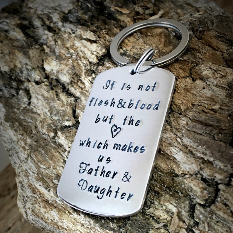 Stamped Daughter Father Keychain, Personalised Message Keyring Dad ...