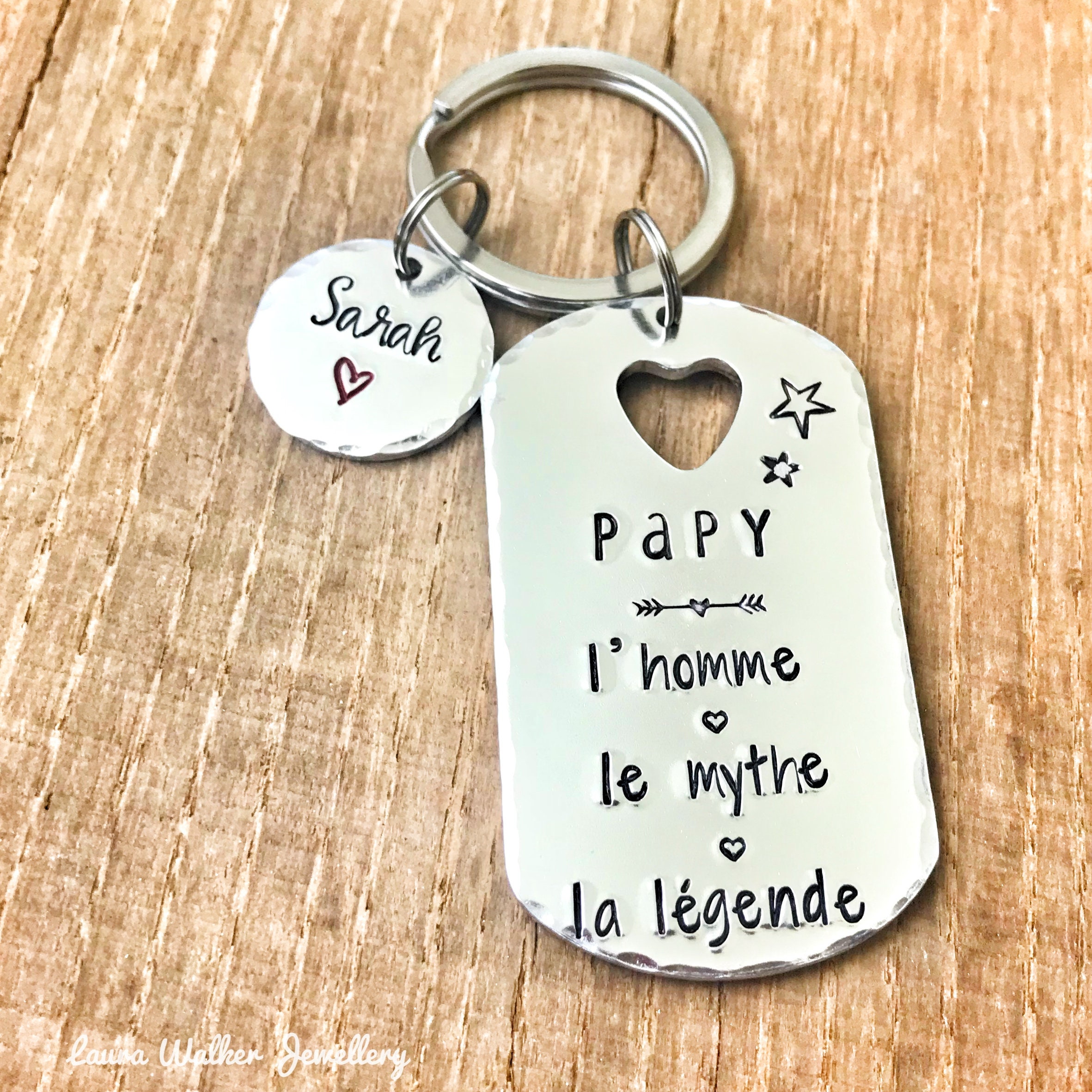 Porte Clé Papy Papi Hand Stamped Personalised French Message - Etsy