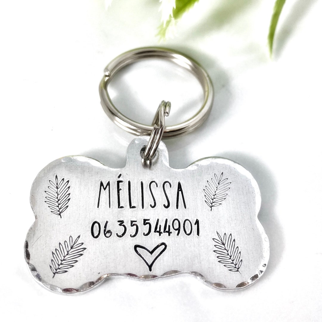 Dog Name Tag, Stamped Dog Name ID Tag, Personalized Pet ID Tags, Pet ID ...