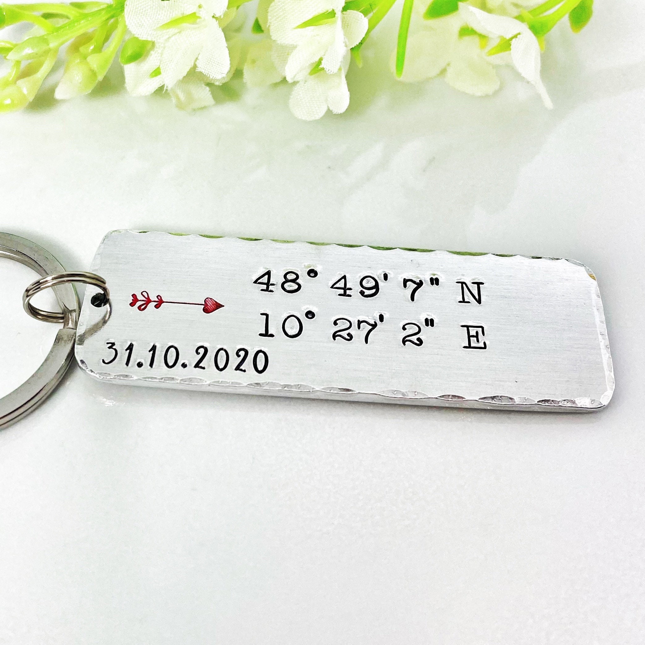 Coordinates Keyring Keychain GPS Keyring Keychain Longitude | Etsy