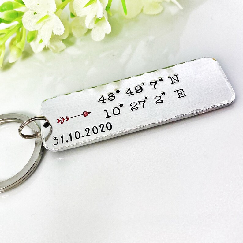 Coordinates Keyring Keychain GPS Keyring Keychain Longitude | Etsy