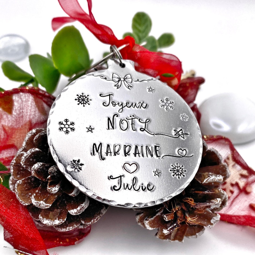 French Personalized Christmas Tree Ornament , Christmas Gift Marraine ...