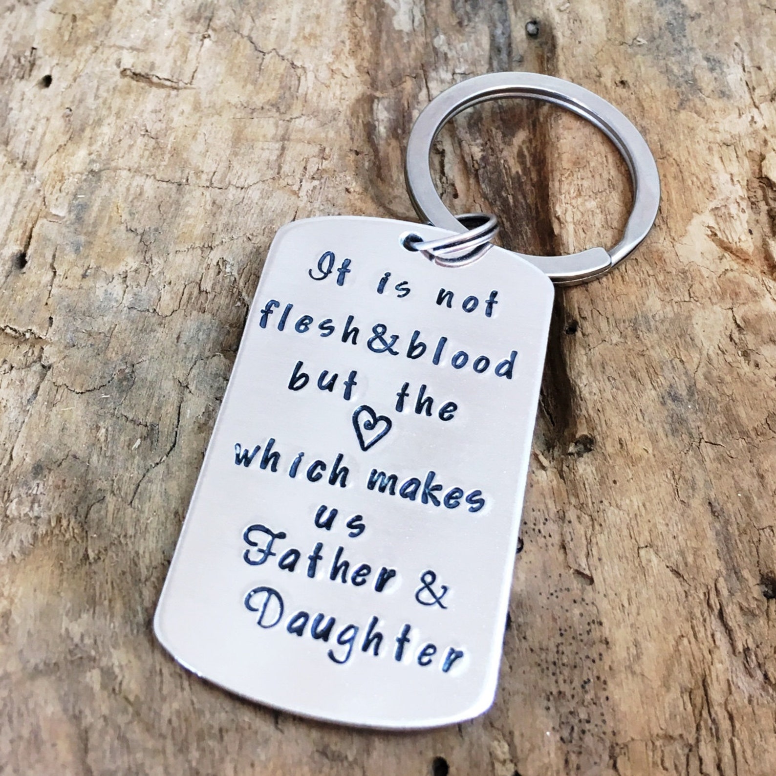 Stamped Daughter Father Keychain, Personalised Message Keyring Dad ...