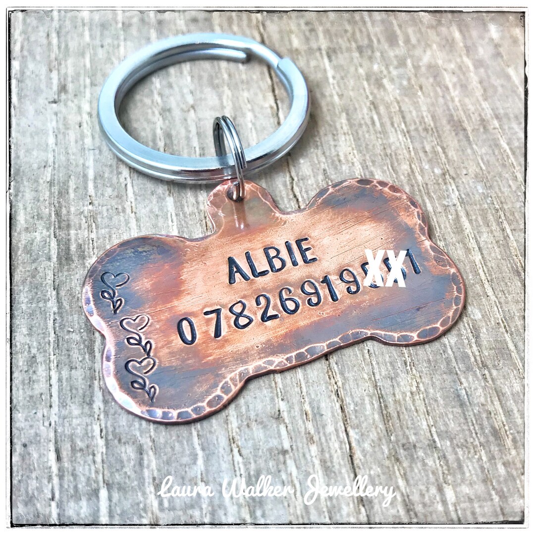 Copper Name Tag Dog, Personalized Copper Pet ID Tag, Pet ID Tags ...