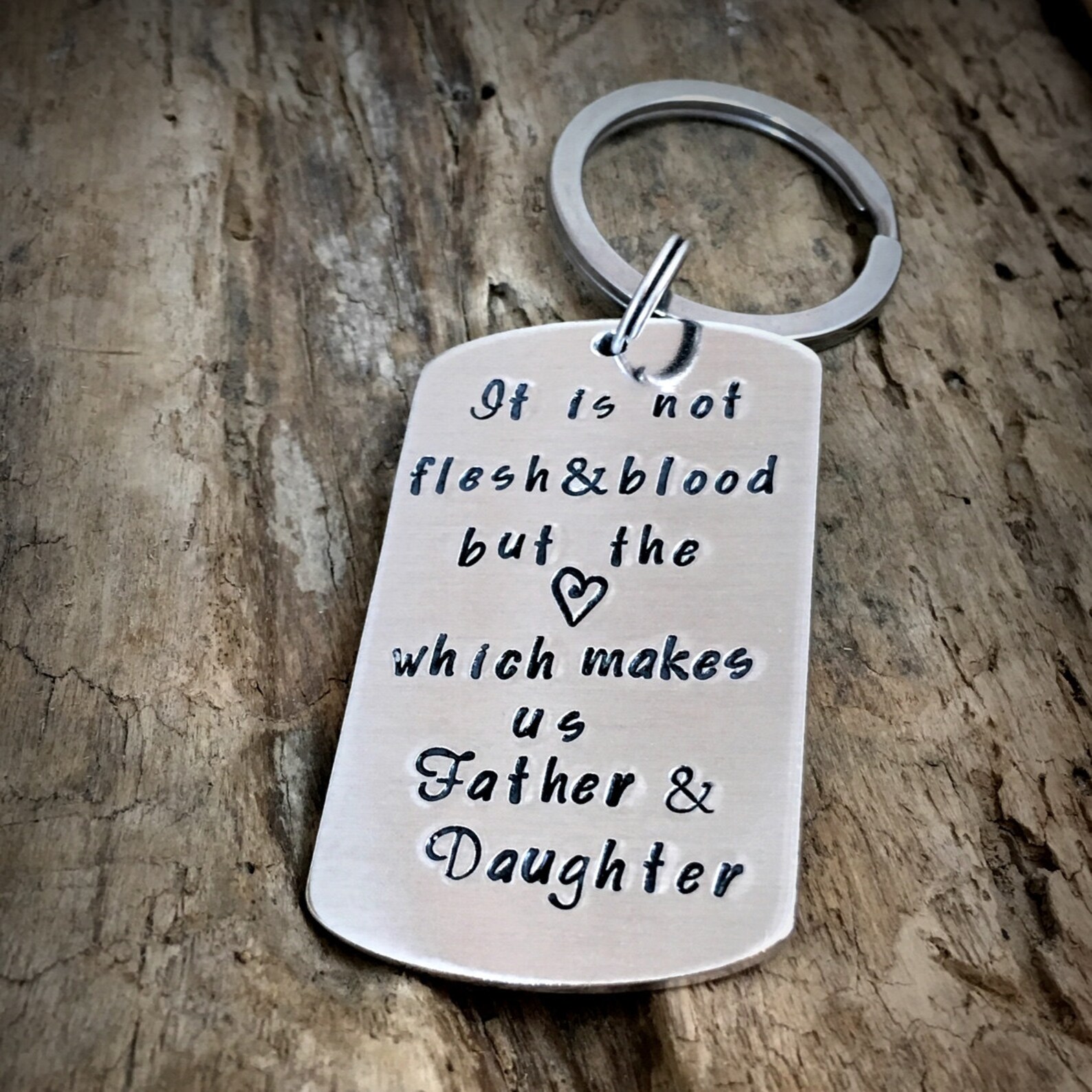 Stamped Daughter Father Keychain, Personalised Message Keyring Dad ...