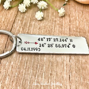 Coordinates Keyring Keychain, GPS Keyring Keychain, Longitude Latitude ...