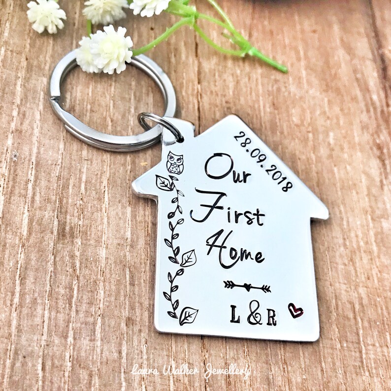 First New Home House Keychain Home is Where the Heart Is - Etsy