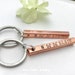 Copper Bar Keychain, GPS Copper Keyring Keychain, Longitude Latitude ...