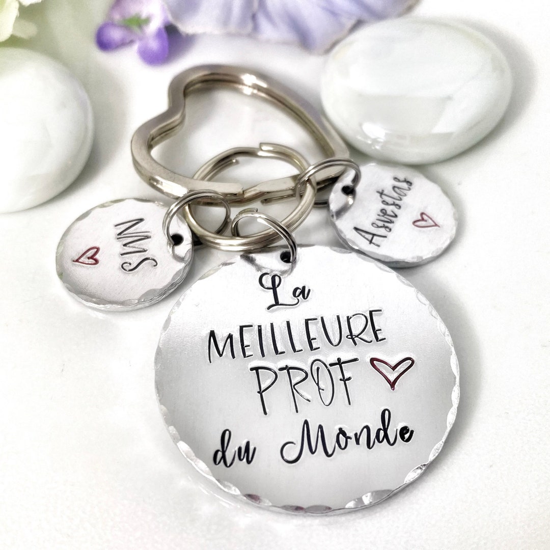 Hand Stamped French Teacher Gift, French Professeur Keyring, Gift ...