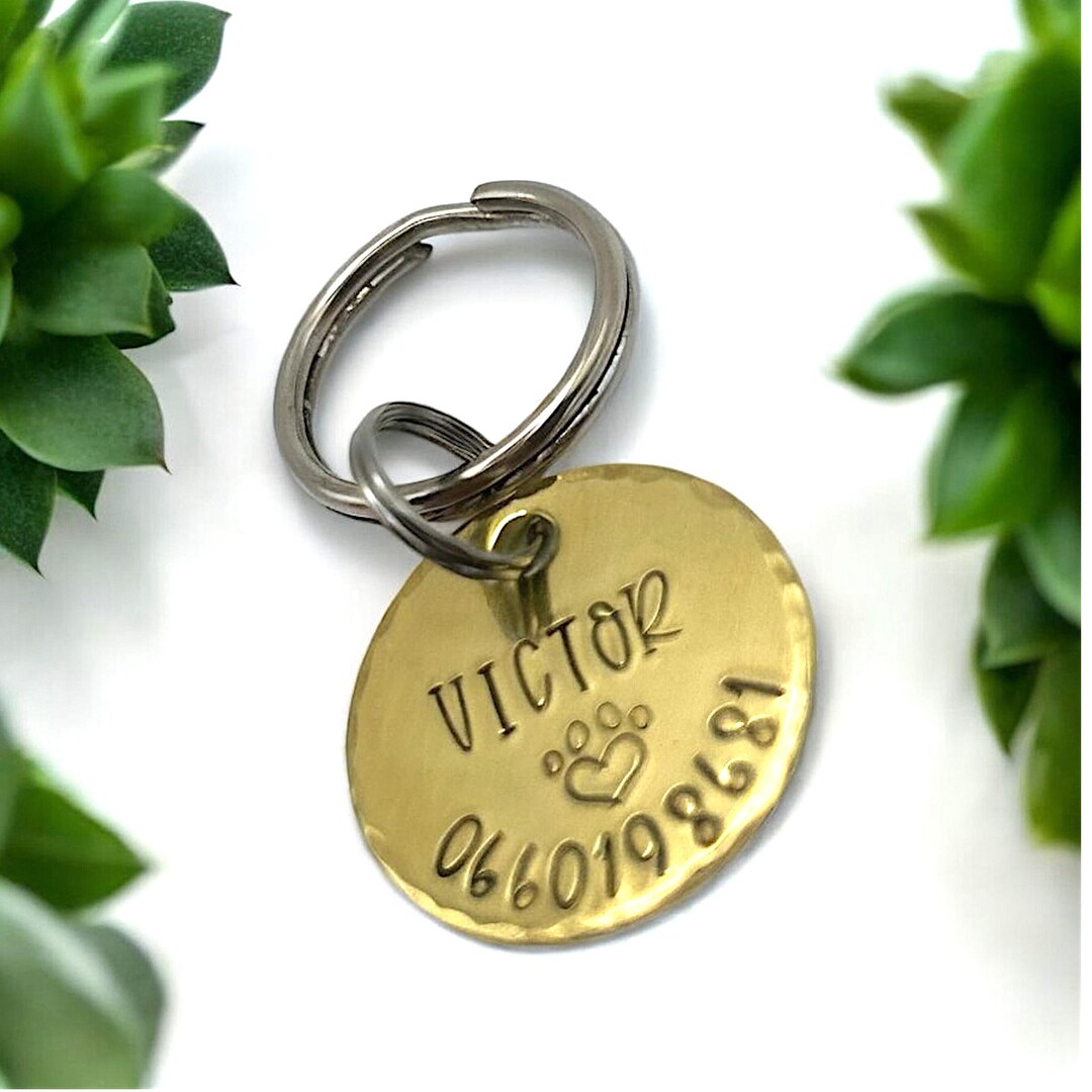Custom Brass Dog Identity Disc Brass ID Pet Tag - Etsy