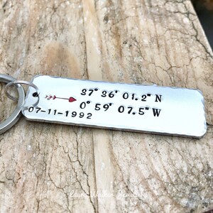 Coordinates Keyring Keychain, GPS Keyring Keychain, Longitude Latitude ...