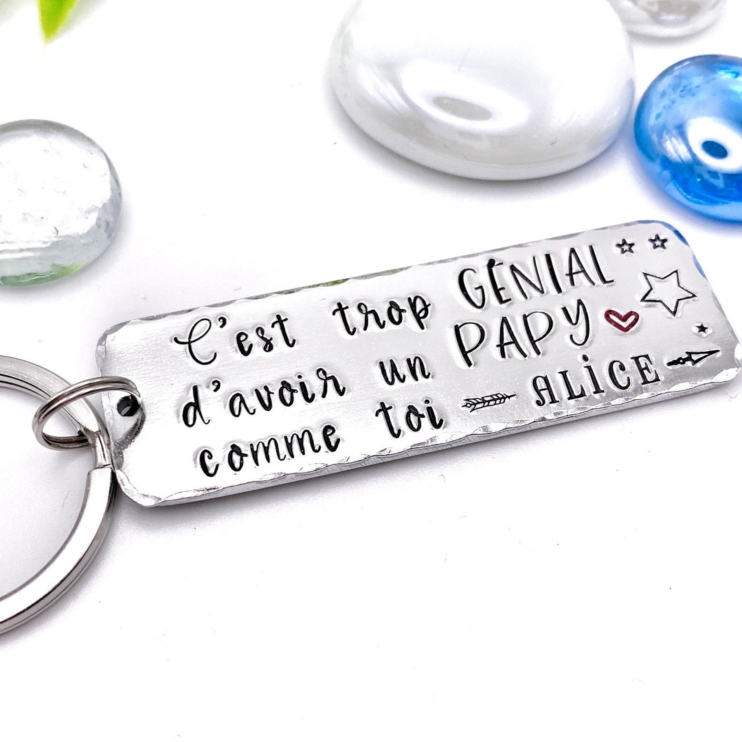 Hand Stamped French Papi Keyring, Dad Husband Papa Papi, Papi Cadeau ...