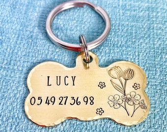 Deeply Engraved Solid Brass Dog Tag, 20mm Octagonal - Etsy