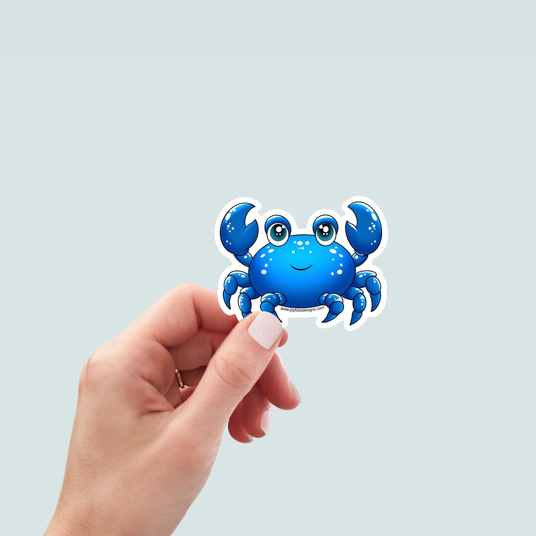 Blue Crab Sticker, Hand-drawn Vinyl Decal - Etsy