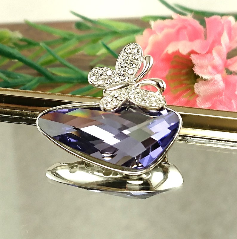 Micro Pave Butterfly Purple Crystal Necklace - Etsy